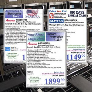 Professional Price Tags for Appliance, Electronic & Furniture stores